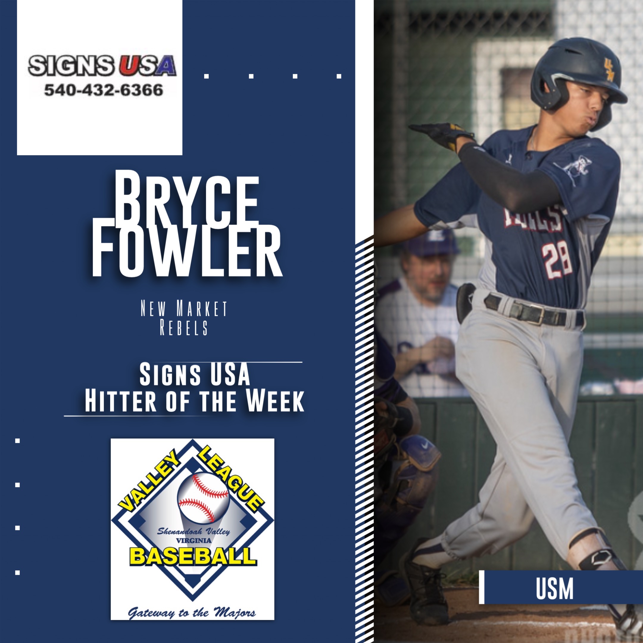 Fowler Named USA Signs Hitter of the Week - Valley League Baseball