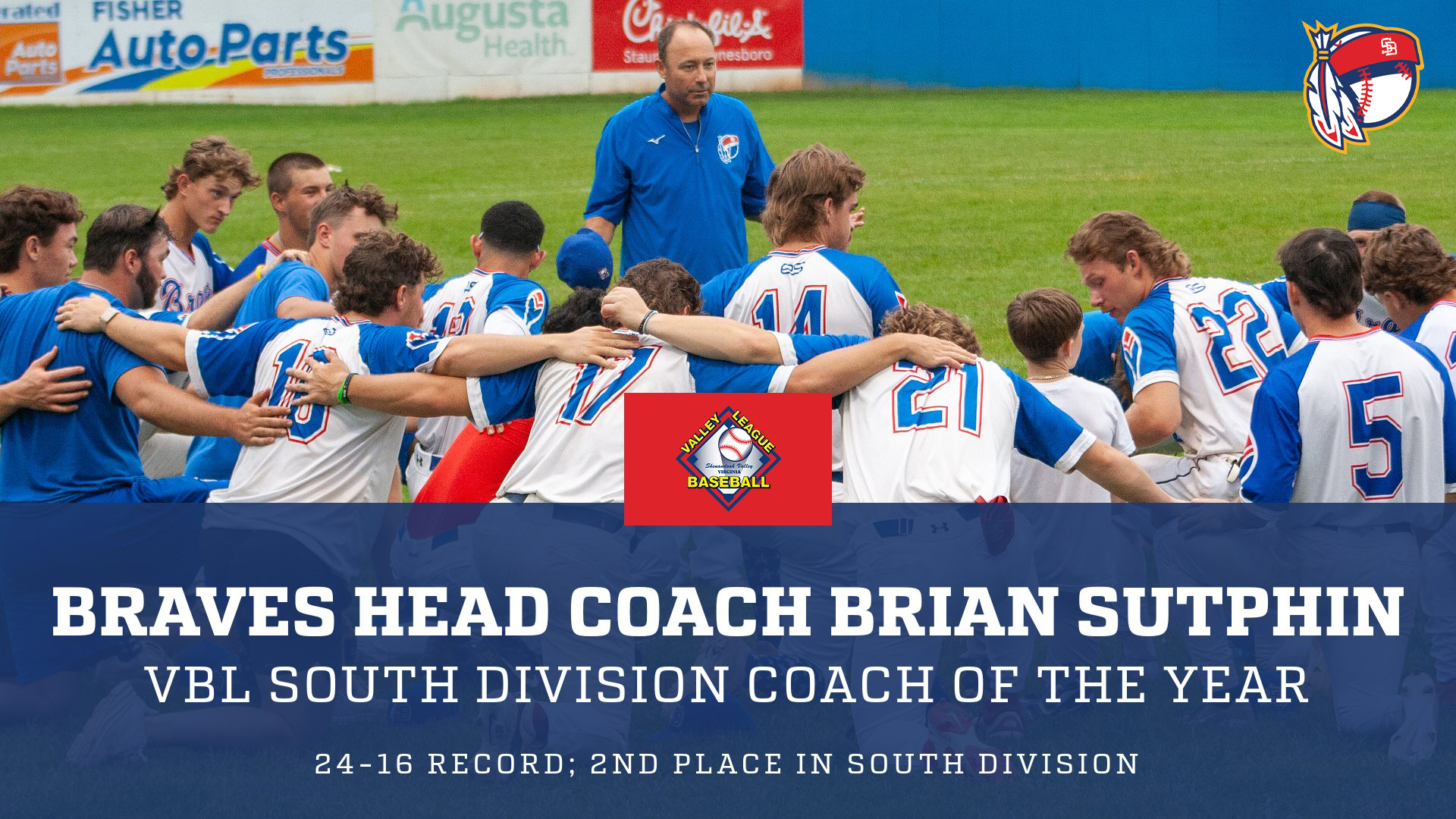 Braves' Sutphin Named South Division Coach of the Year - Valley League ...